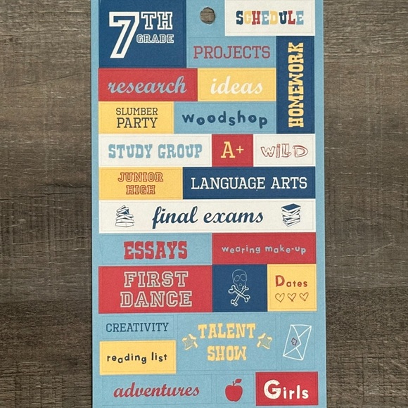 Design | New 7th Grade Middle School Scrapbook Stickers | Poshmark